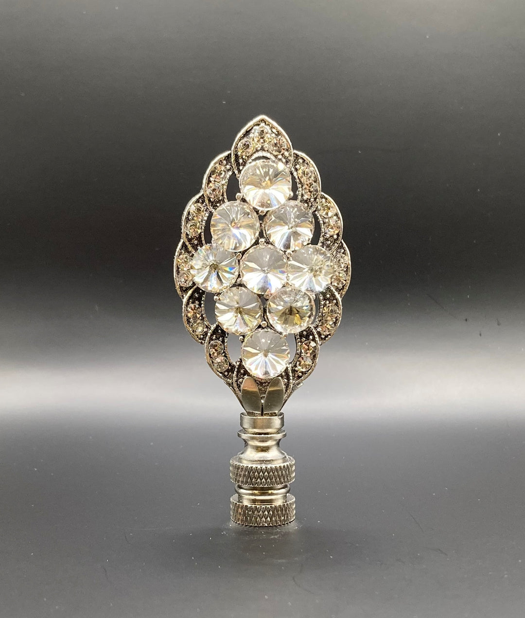 ART DECO RHINESTONE Lamp Finial-Antique Silver Finish – Lamp Finial Designs