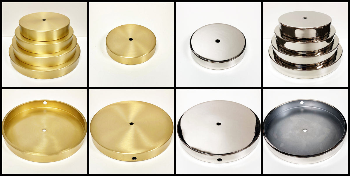 BRASS LAMP BASES-Round-5",6",7" or 8" Available in 2 Finishes: LB or P ...