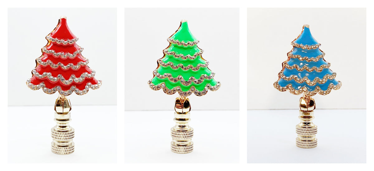 Holiday/Christmas Lamp Finial-CHRISTMAS TREE w/Rhinestones-Gold Finish ...