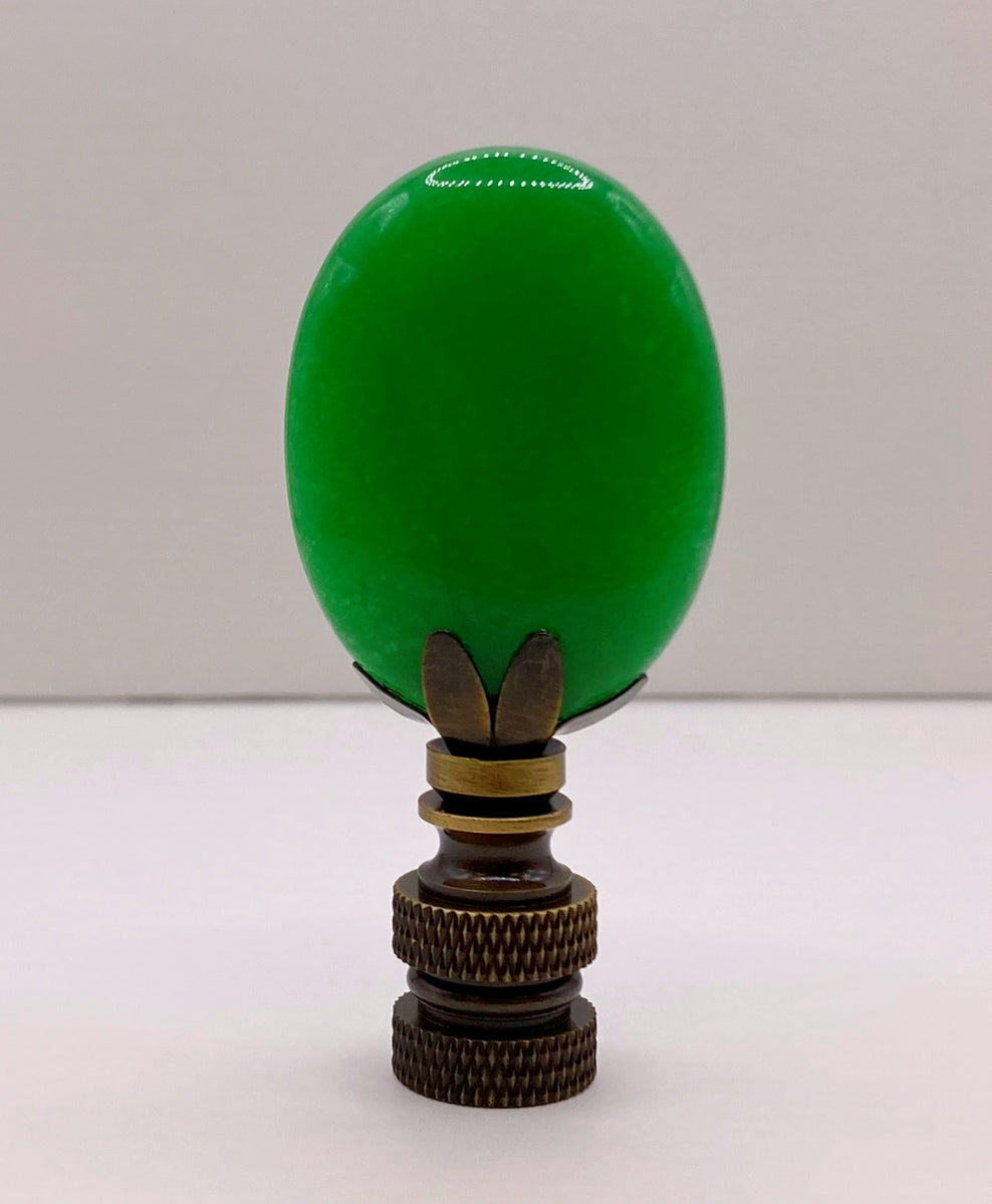 GREEN MALAYSIAN JADE Oval Stone Lamp Finial with AB,PB or SN Base (1-P ...