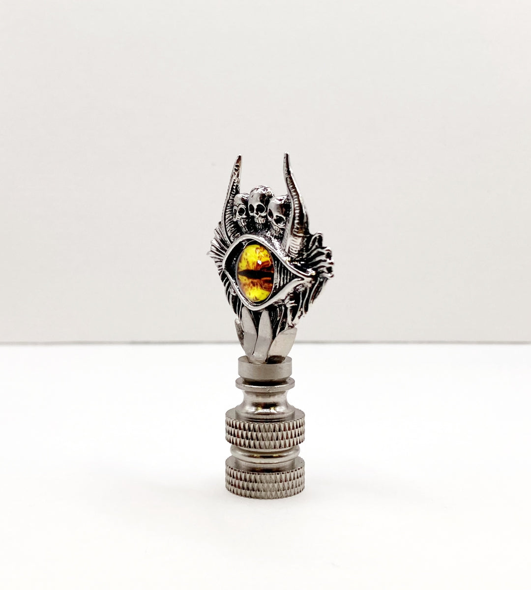 Holiday-Halloween Lamp Finial-SKULLS&SEEING EYE-Antique Silver Finish ...