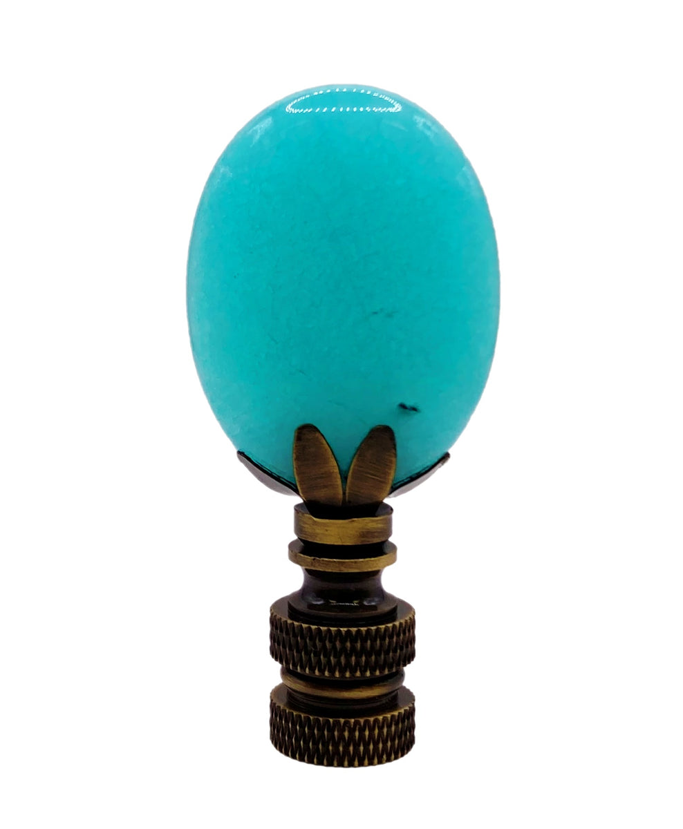 TURQUOISE JADE Oval Stone Lamp Finial with AB,PB or SN Base (1-PC ...