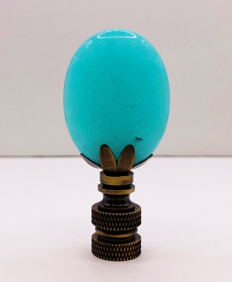 TURQUOISE JADE Oval Stone Lamp Finial with AB,PB or SN Base (1-PC ...