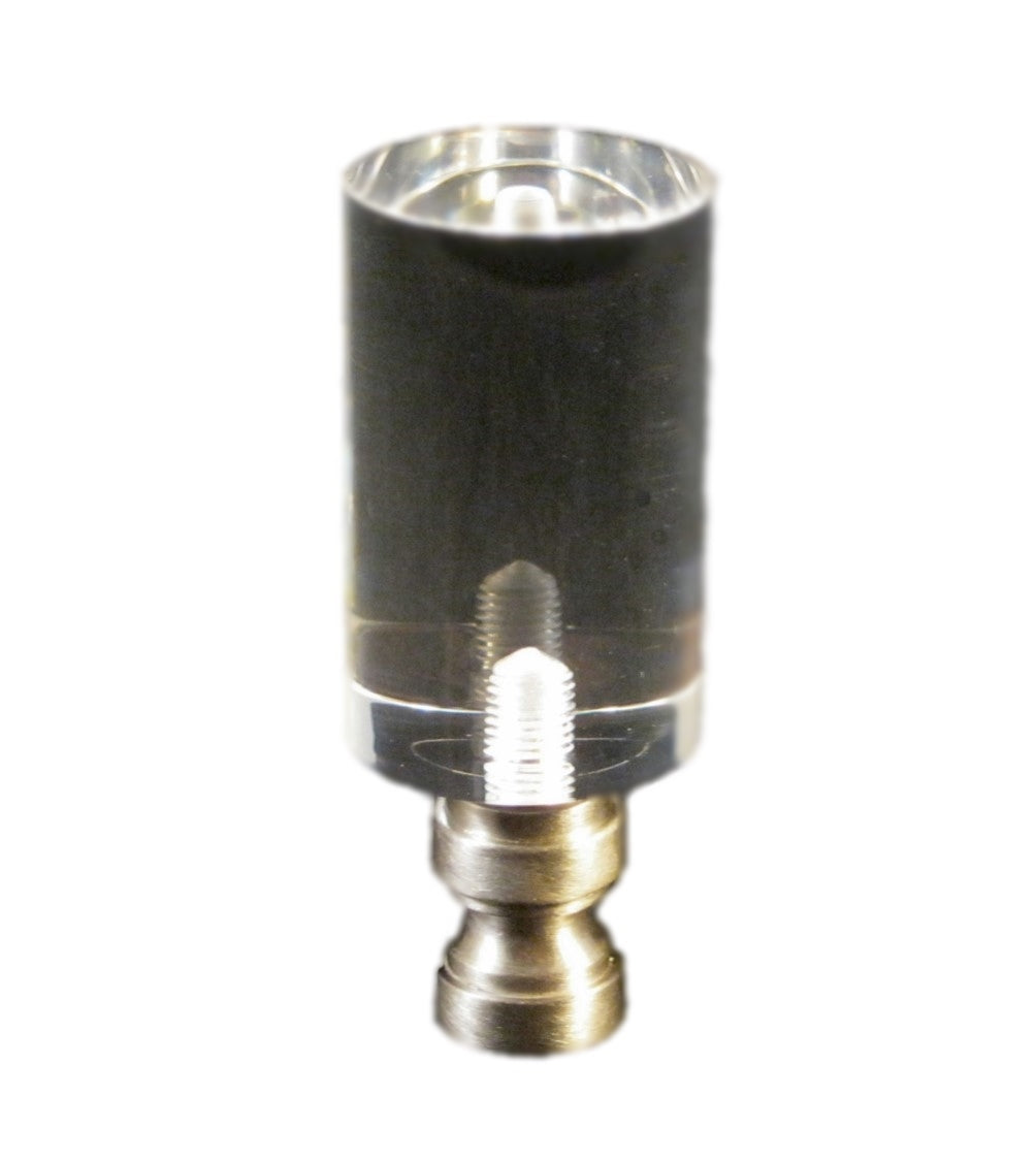 ACRYLIC CYLINDER W/SATIN NICKEL BASE Lamp Finial-Clear, Transitional ...