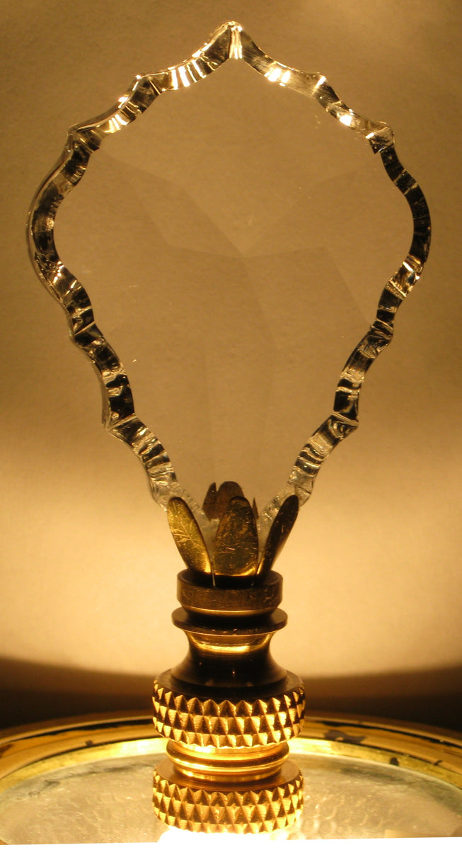CRYSTAL MAPLE LEAF-Lamp Finial-Small-Clear, Polished Brass Finish ...