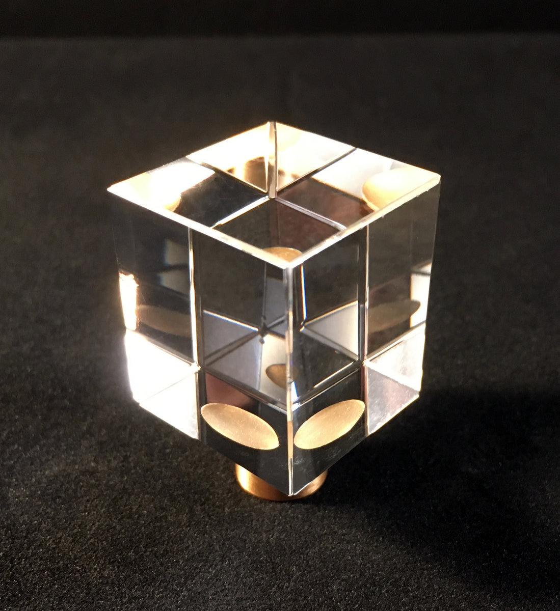 MODERN CUBE Optic Glass Crystal Lamp Finial-Satin Brass Finish – Lamp ...