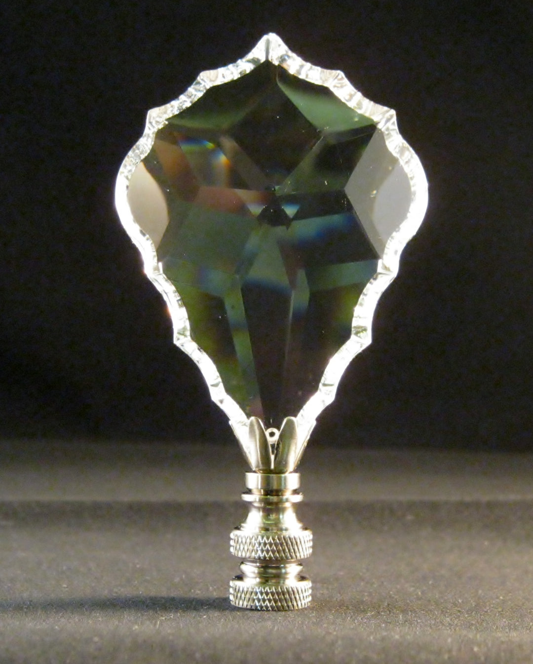 CRYSTAL MAPLE LEAF-Lamp Finial-Large-Clear, Satin Nickel Finish – Lamp ...