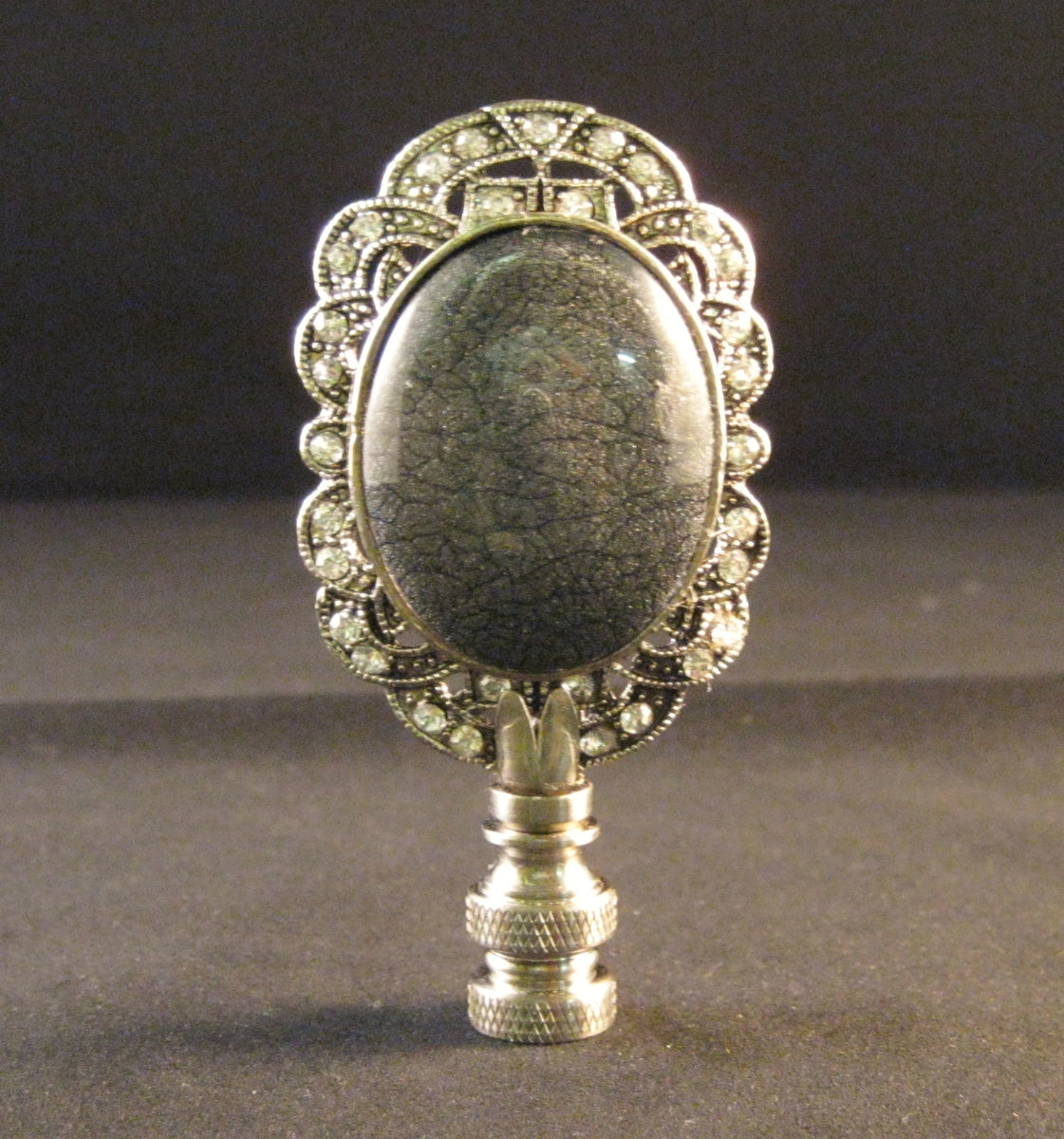 STONE PENDANT Rhinestone Lamp Finial-Antique Silver Finish – Lamp ...