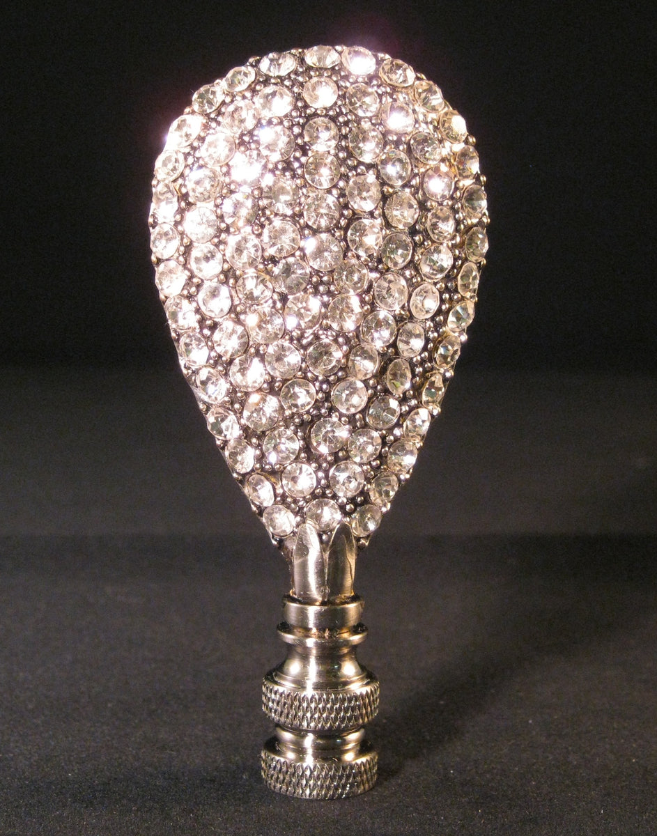 GLITTERING DROP Rhinestone Lamp Finial-Antique Silver Finish – Lamp ...