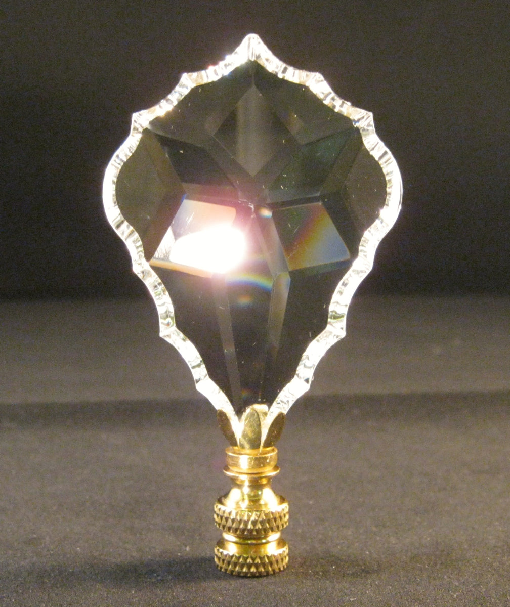CRYSTAL MAPLE LEAF-Lamp Finial-Large-Clear, Polished Brass Finish ...