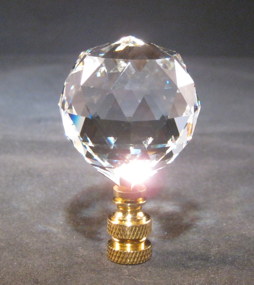 CRYSTAL FACETED BALL-Lamp Finial-Clear, Polished Brass Finish – Lamp ...