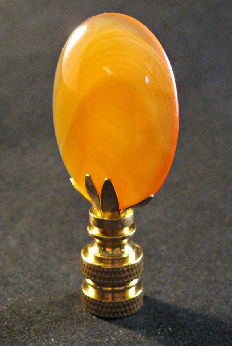 AMBER RED Agate Stone Lamp Finial with PB,SN or AB Base (1-PC.) – Lamp ...