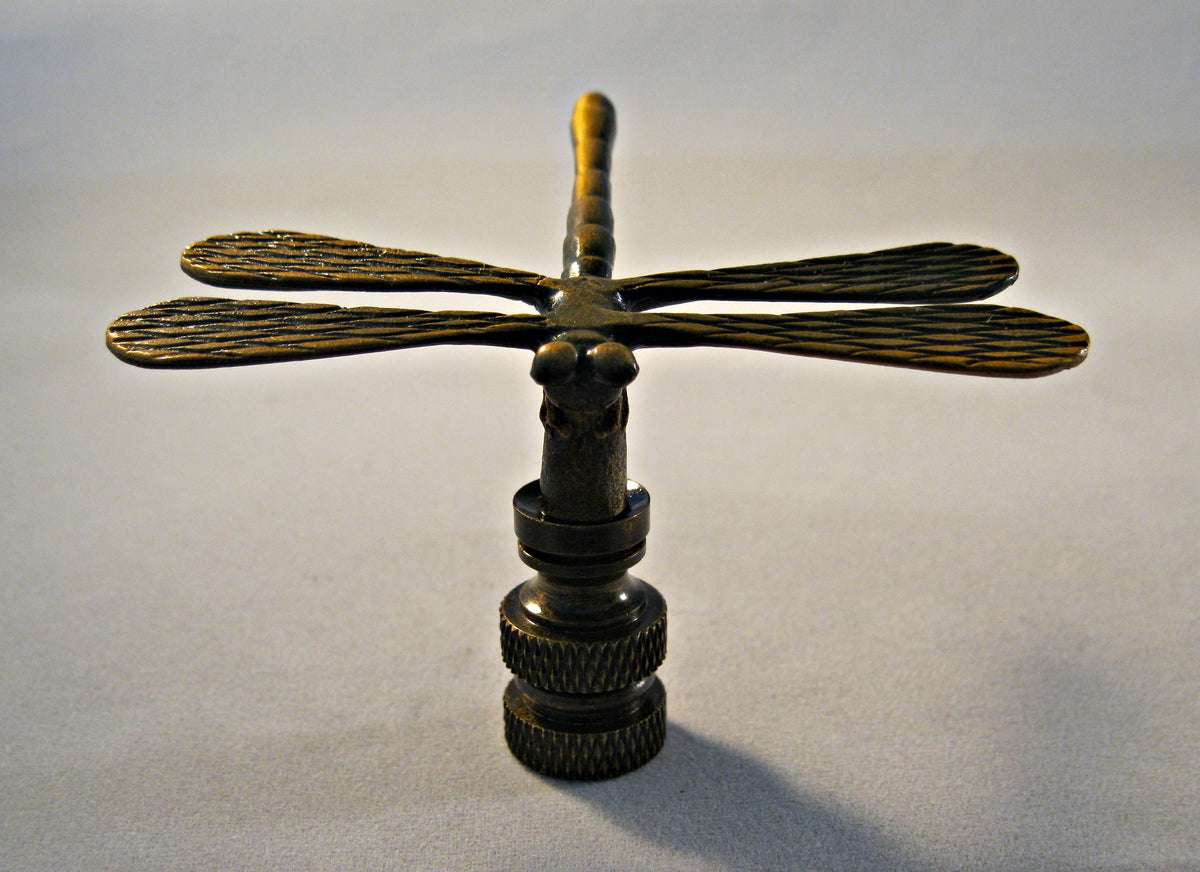 DRAGONFLY Lamp Finial-Aged Brass Finish, Highly detailed metal casting ...