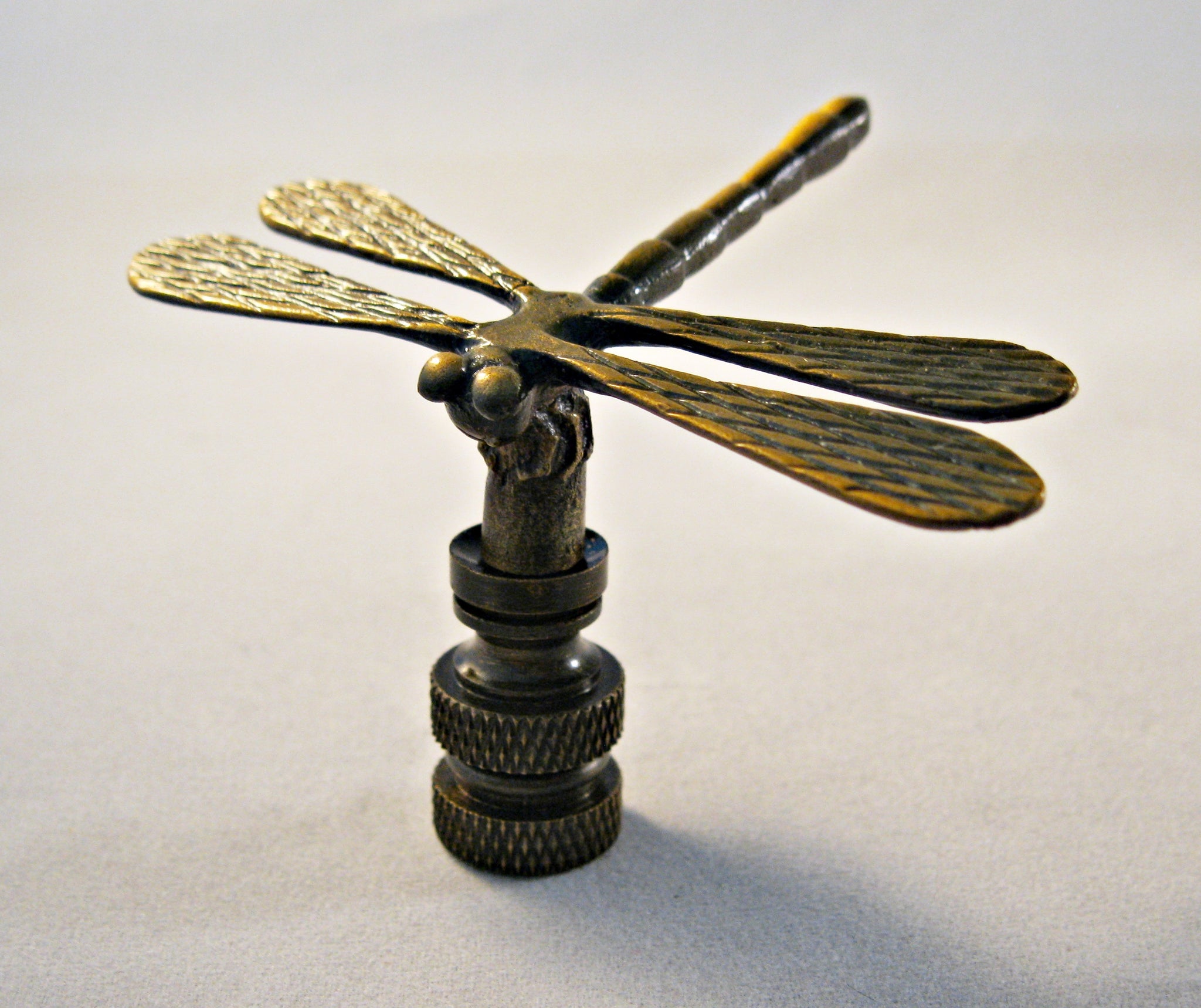 DRAGONFLY Lamp Finial-Aged Brass Finish, Highly detailed metal casting ...