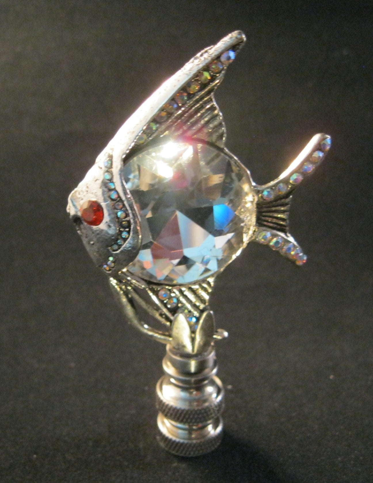 FISH Rhinestone Lamp Finial-Antique Silver Finish – Lamp Finial Designs