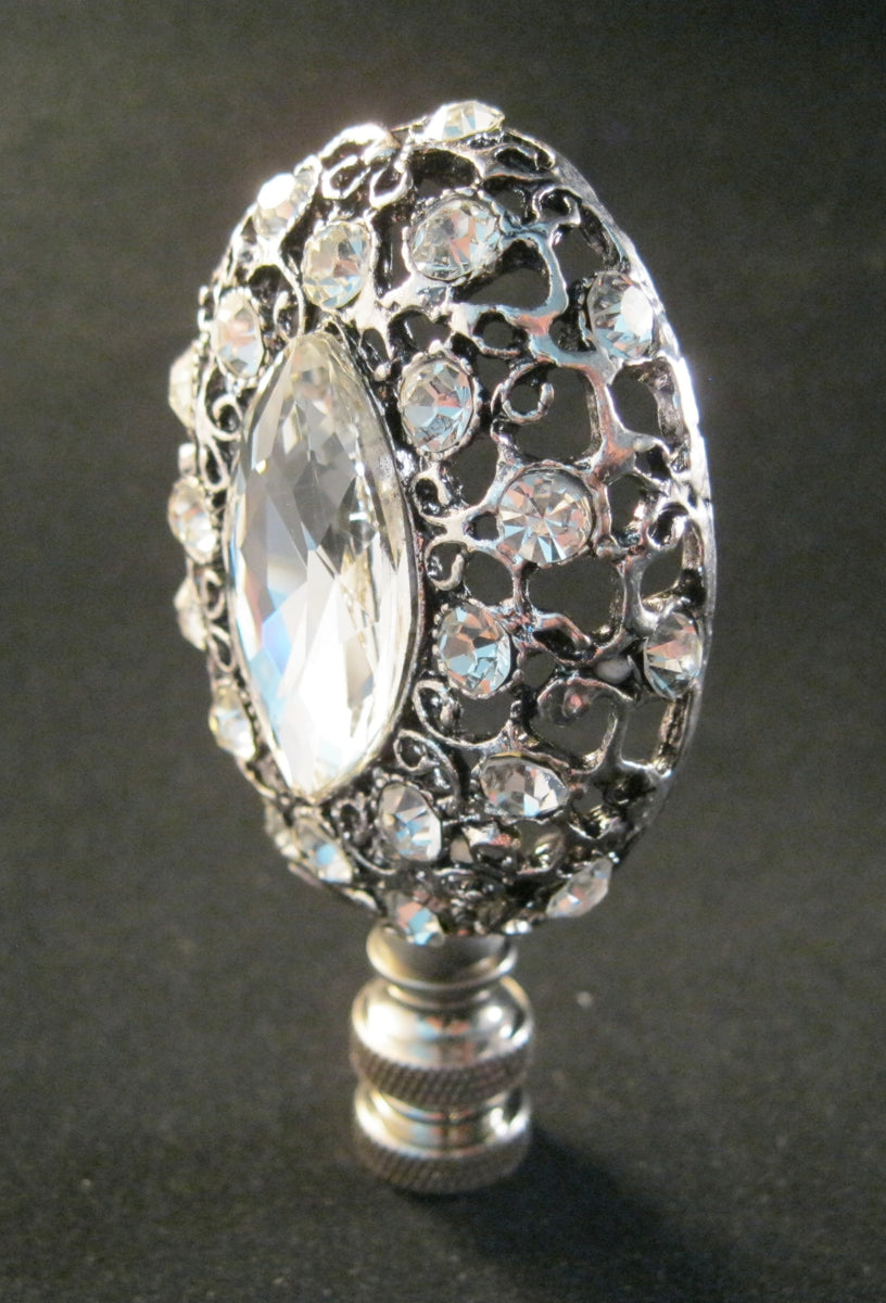 RHINESTONE FILIGREE Lamp Finial-Antique Silver Finish – Lamp Finial Designs
