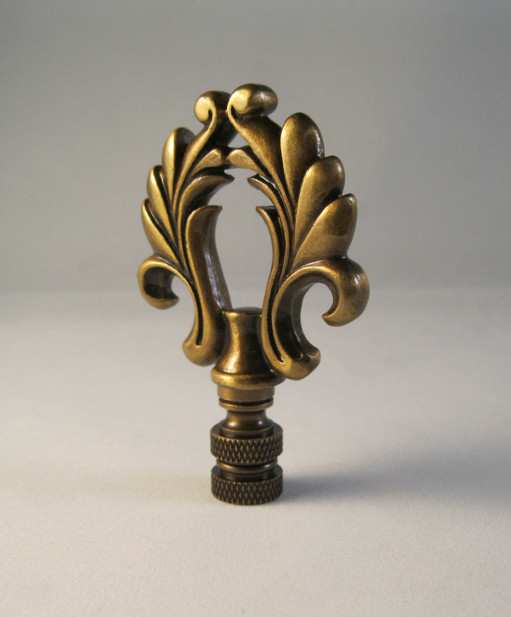 ORNAMENTAL LOOP Lamp Finial, Aged Brass or Polished Brass Finish, High ...