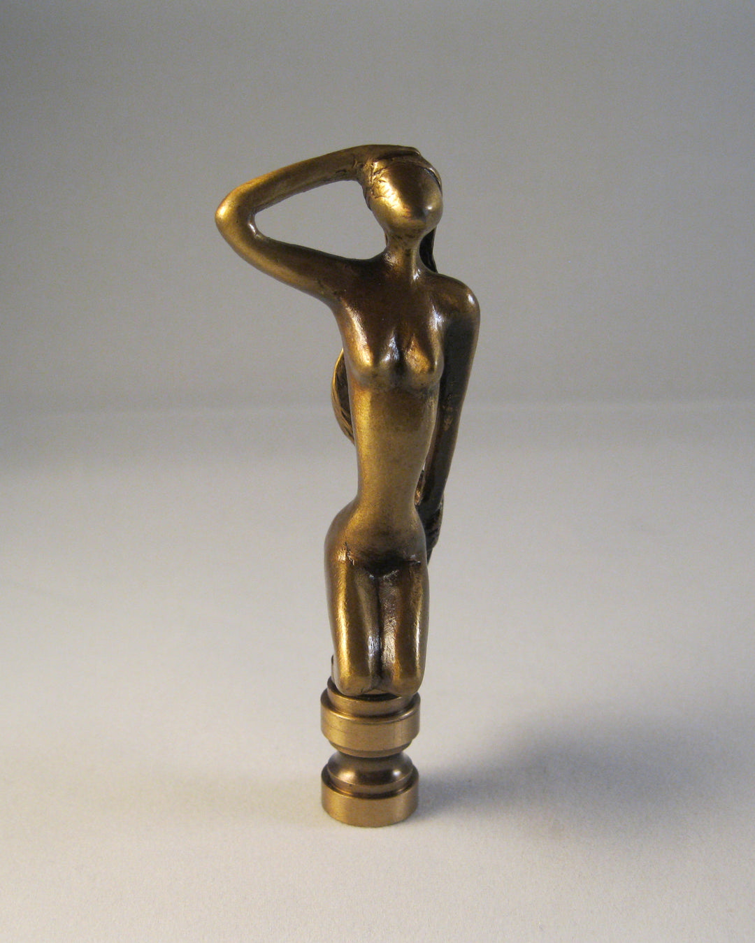 MODERN WOMAN Lamp Finial, Aged Brass Finish, Highly detailed metal cas ...