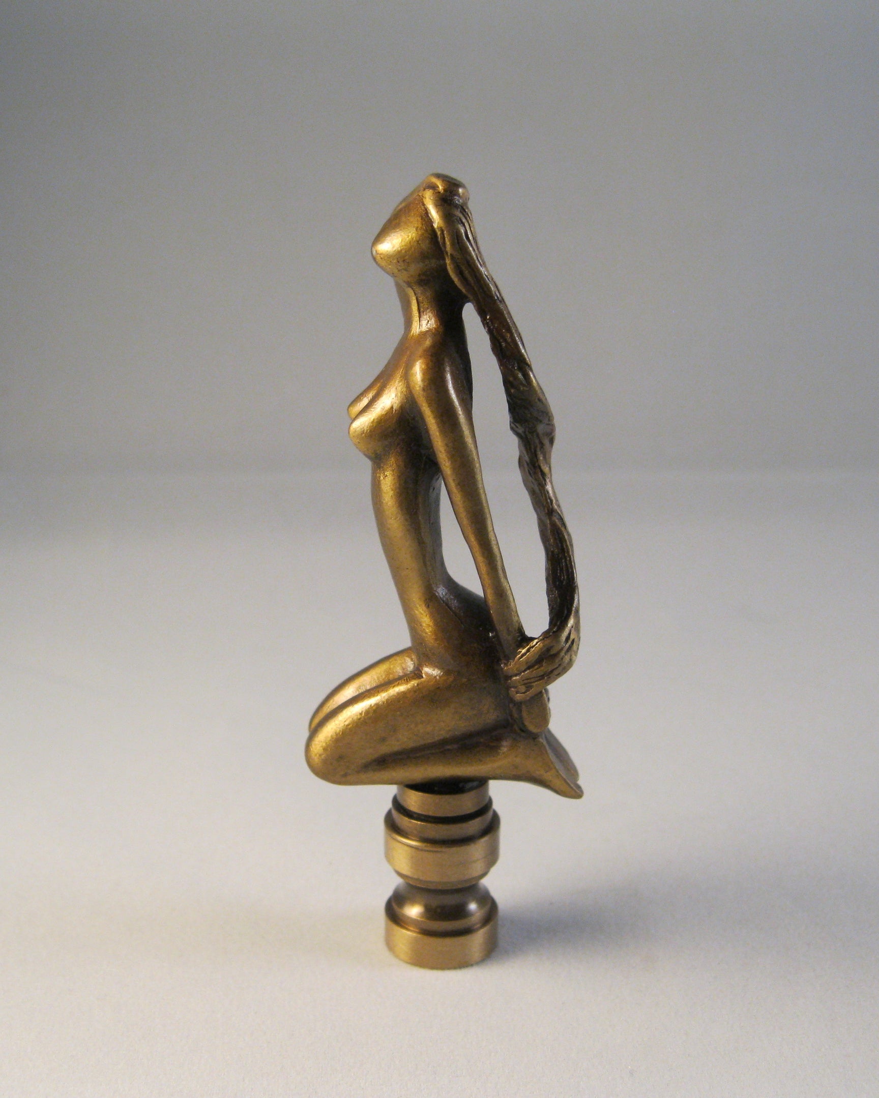 MODERN WOMAN Lamp Finial, Aged Brass Finish, Highly detailed metal cas ...