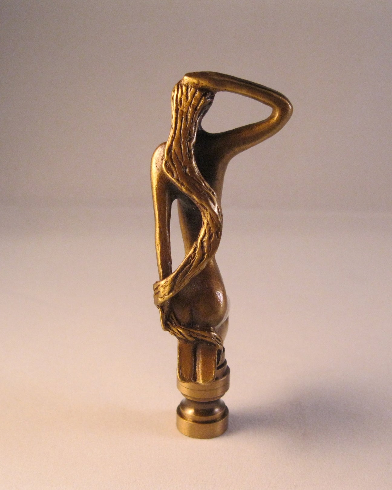 MODERN WOMAN Lamp Finial, Aged Brass Finish, Highly detailed metal cas ...