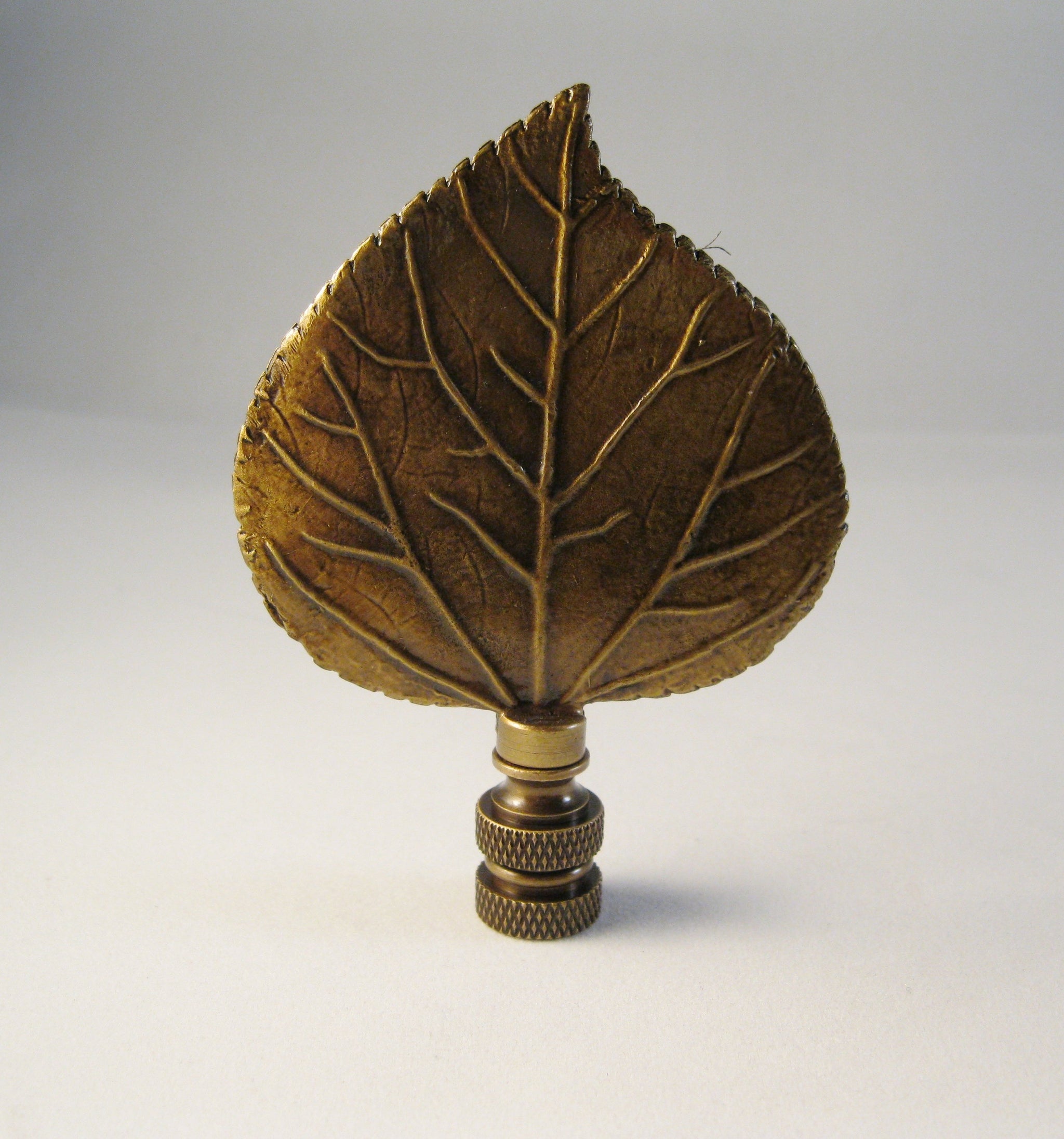 LARGE CAST LEAF Lamp Finial, Aged Brass Finish, Highly detailed metal ...