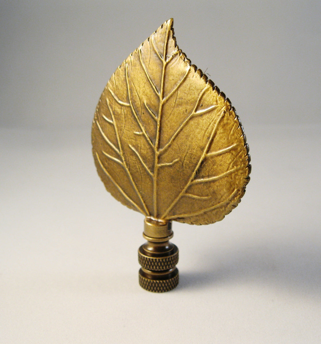 LARGE CAST LEAF Lamp Finial, Aged Brass Finish, Highly detailed metal ...