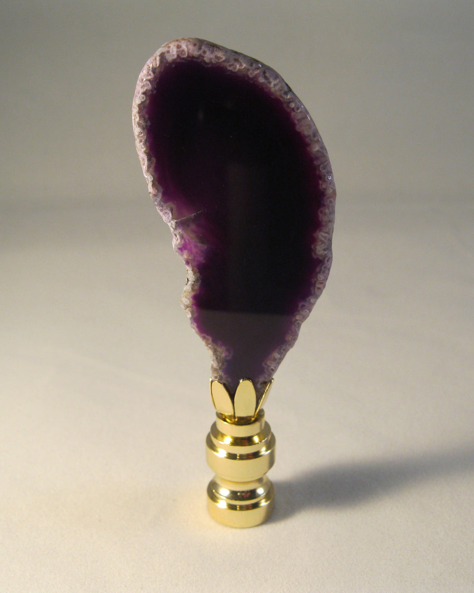 PURPLE/AMETHYST Agate Lamp Finial With Polished Brass Base – Lamp ...