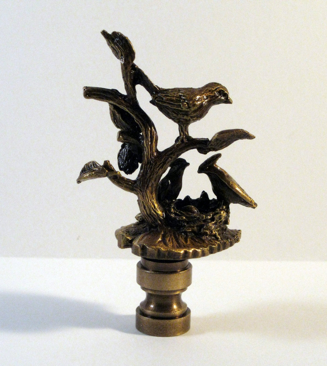 BIRDS IN BRANCHES Lamp Finial-Aged Brass Finish, Highly detailed metal ...