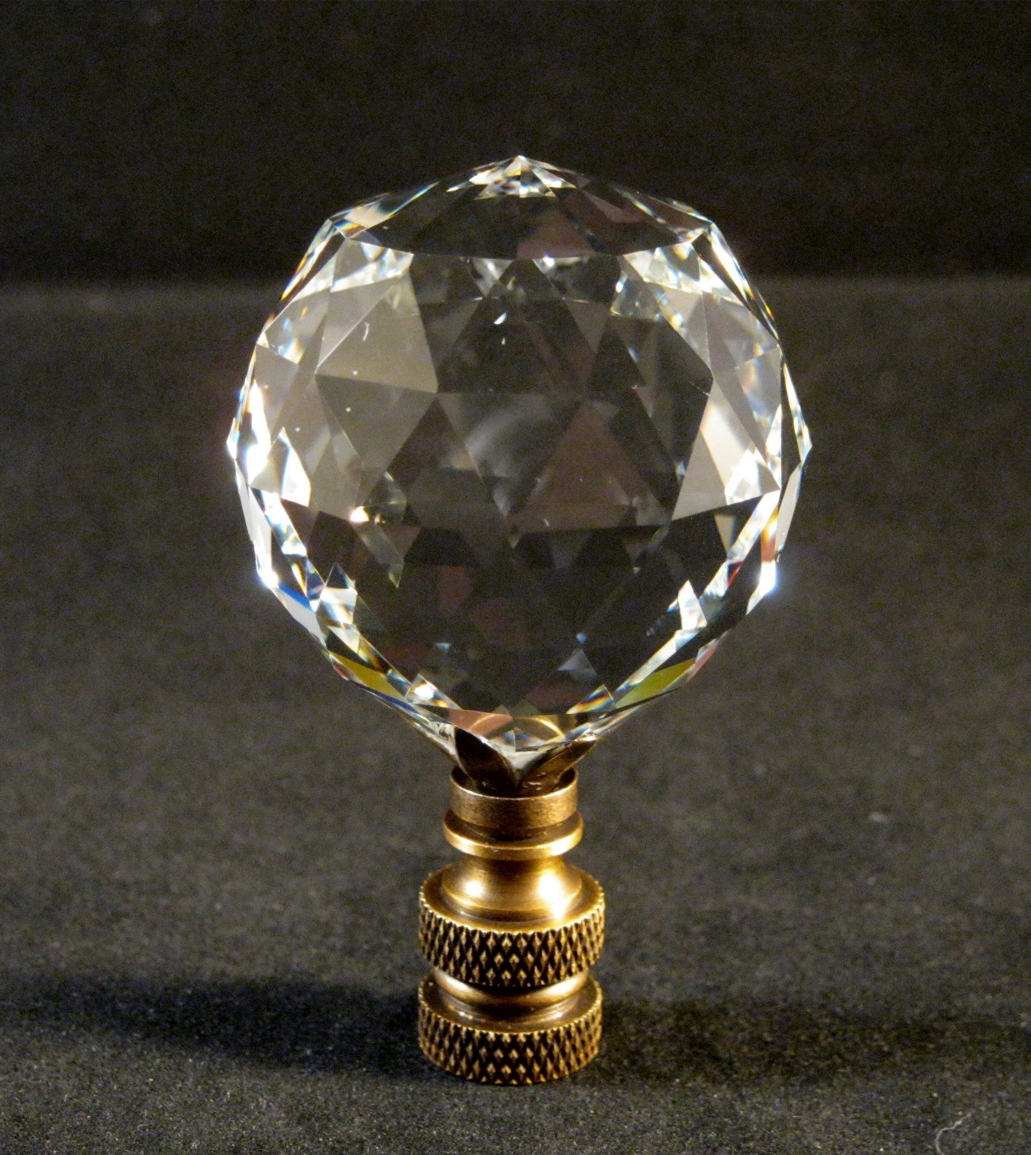 CRYSTAL FACETED BALL-Lamp Finial-Clear, Antique Brass Finish – Lamp ...
