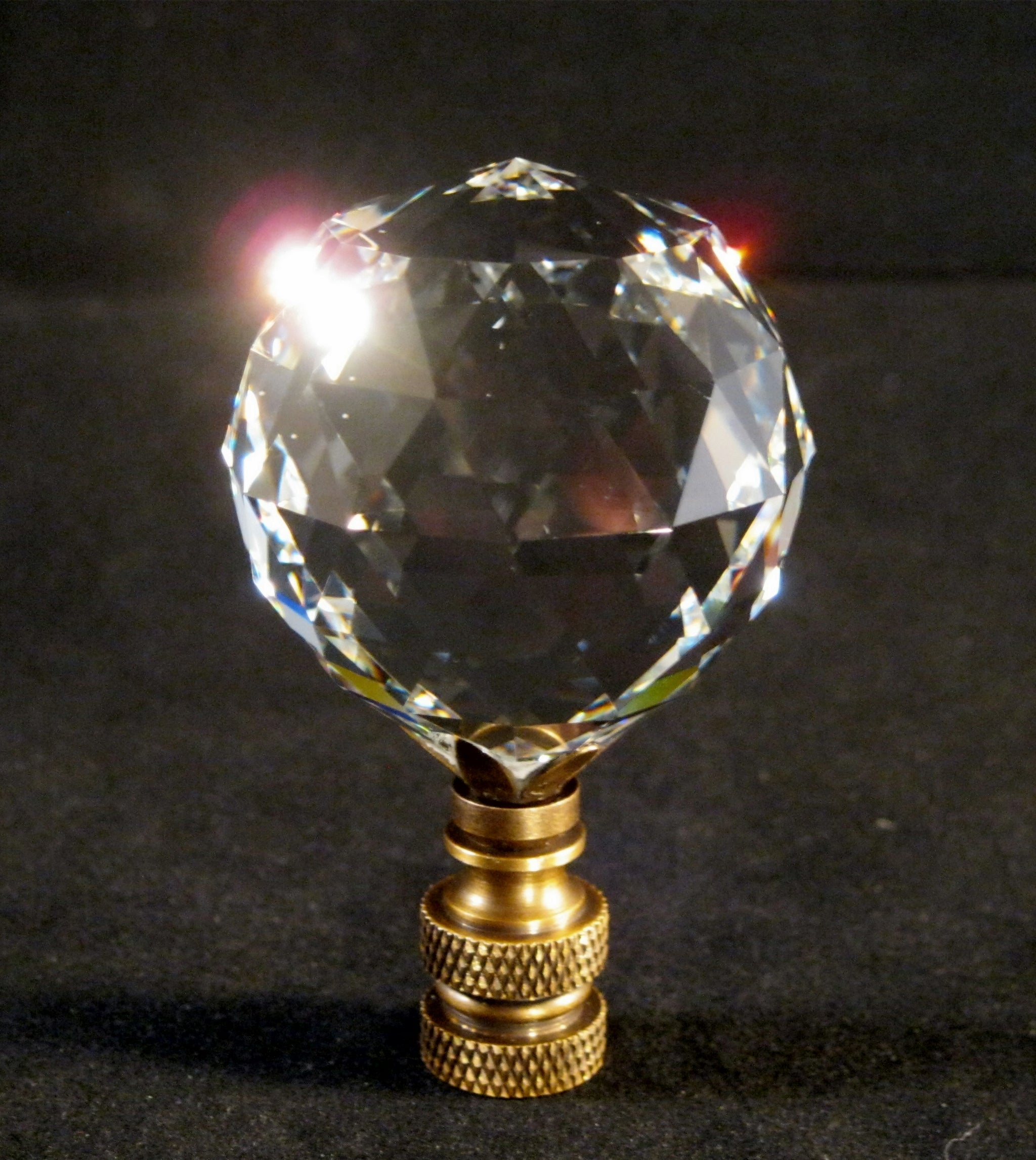 CRYSTAL FACETED BALL-Lamp Finial-Clear, Antique Brass Finish – Lamp ...