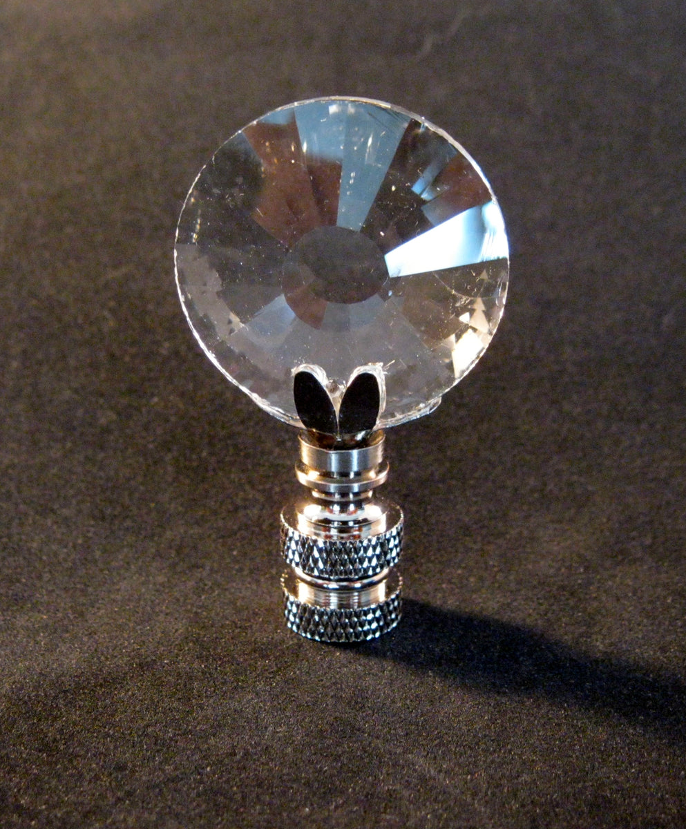 CRYSTAL SUN-Lamp Finial-Clear, Satin Nickel Finish – Lamp Finial Designs