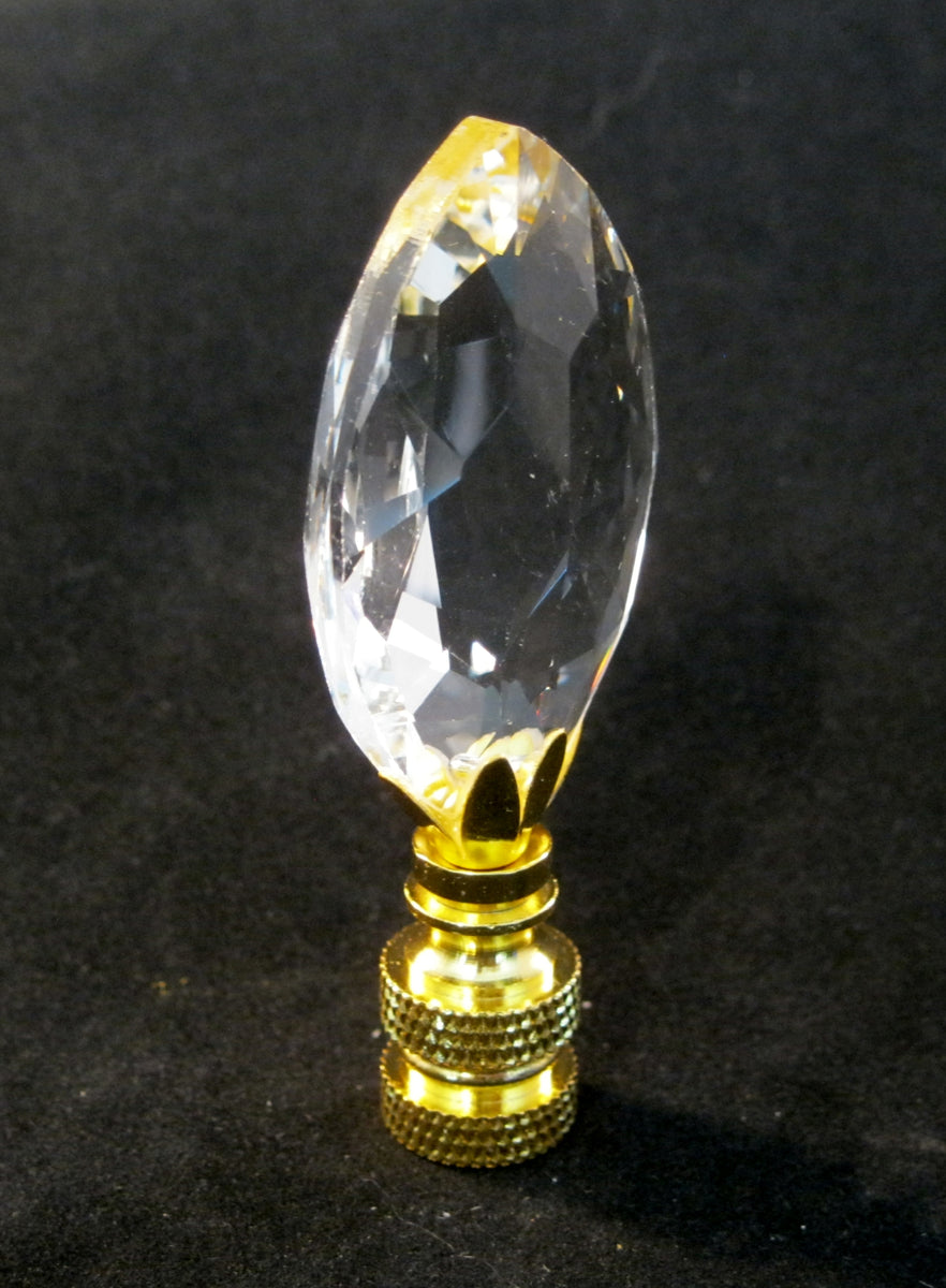 CRYSTAL MARQUISE-Lamp Finial-Clear, Polished Brass Finish – Lamp Finial ...