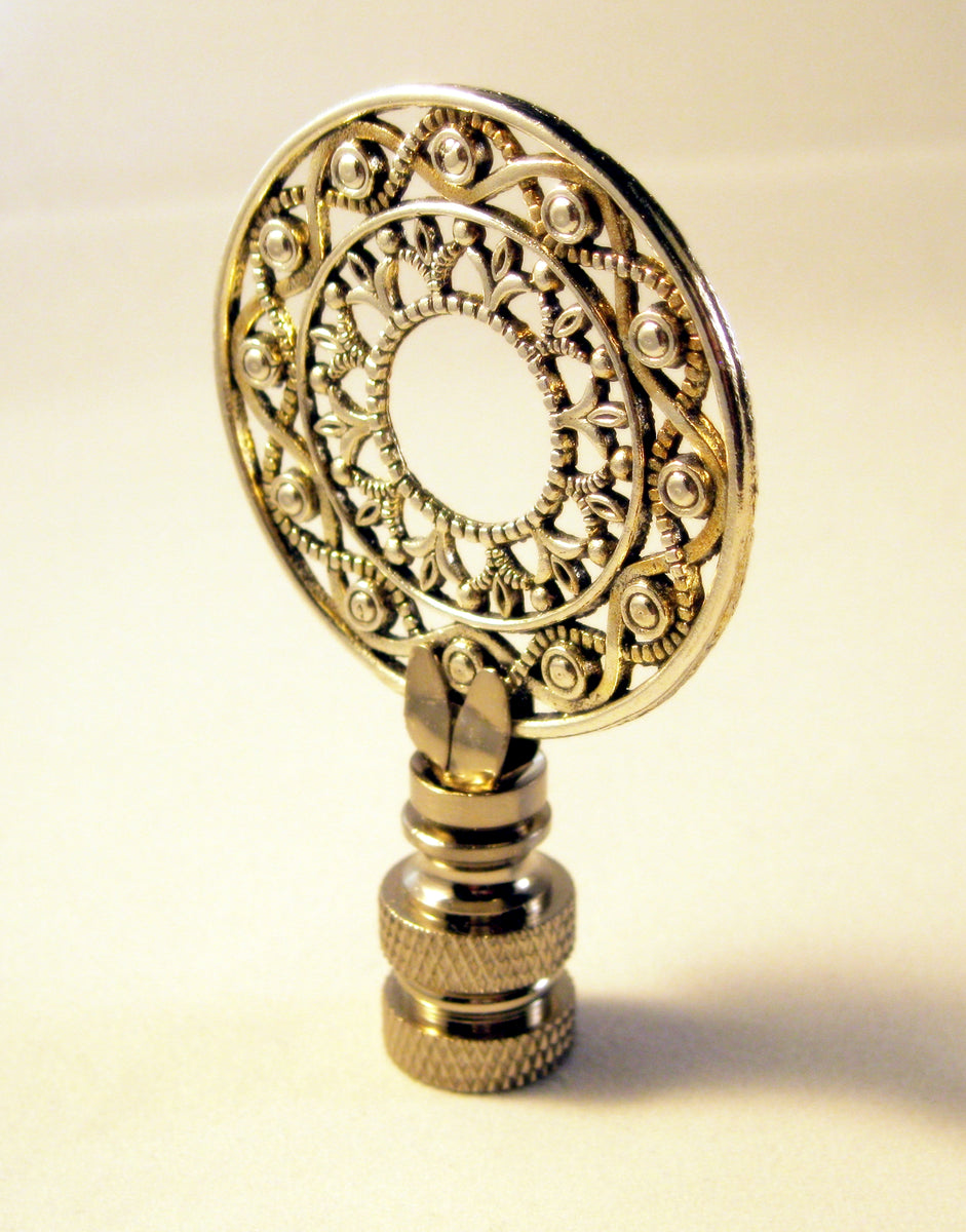 MEDALLION #3 Cast Metal Lamp Finial-Antique Silver Finish – Lamp Finial ...