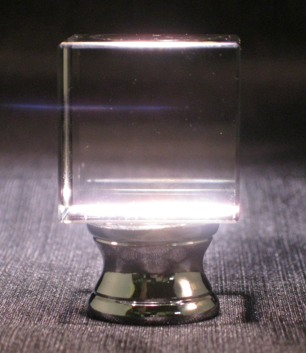 CUBE-Optic Glass Crystal Lamp Finial-Chrome or Satin Brass Finish ...