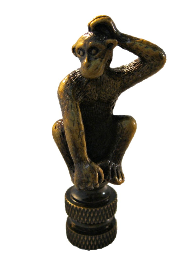 MONKEY Lamp Finial-Aged Brass Finish, Highly detailed metal casting ...