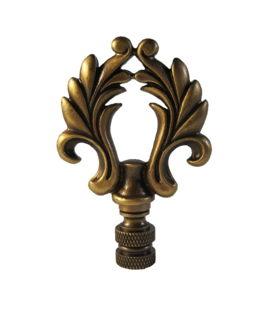 ORNAMENTAL LOOP Lamp Finial, Aged Brass or Polished Brass Finish, High ...