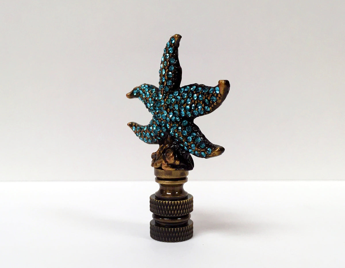 RHINESTONE STARFISH Lamp Finial, Aged Brass Finish, Highly Detailed Me ...